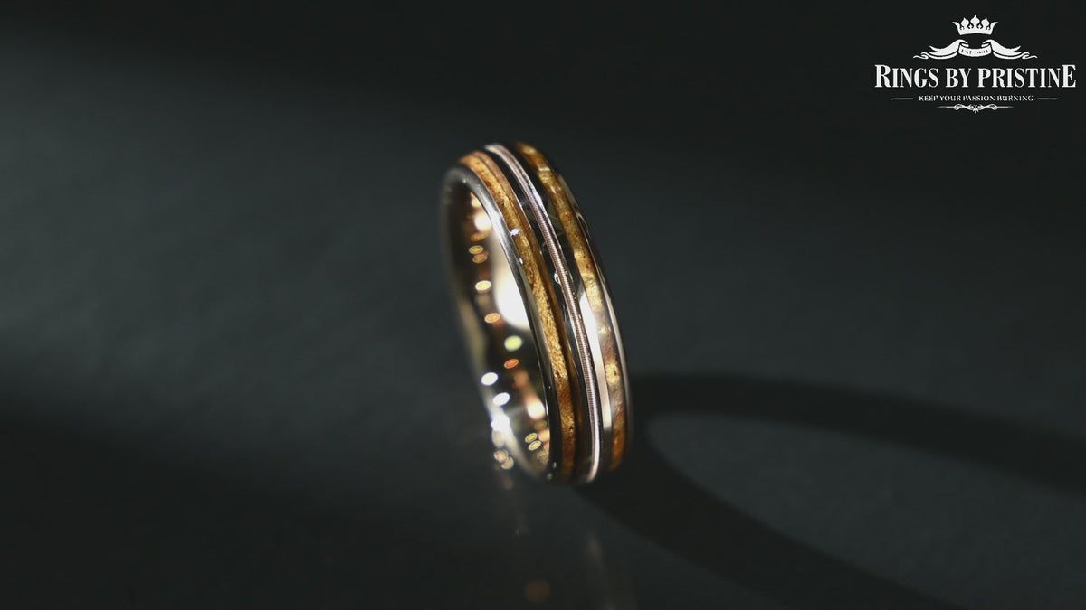 Hawaiian Koa Wood & Antler Rose Tungsten Mens Wedding Band 4MM | Pristine Rings